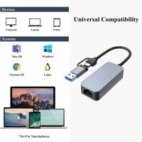 China 2 In 1 Aluminum USB 3.0 Type C Ethernet Adapter for Fast and Stable Network Connection for sale