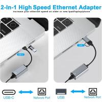 China USB C Type-C To RJ45 Ethernet Gigabit Lan Adapter for Laptops in High Demand for sale
