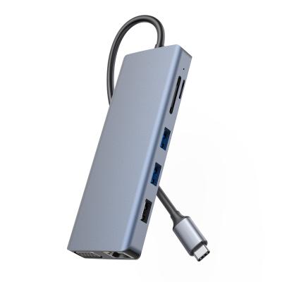 China Grey Connector Color USB 3.0 Inthernet RJ45 HDMI 4K 12 In 1 Usb C Hub for sale