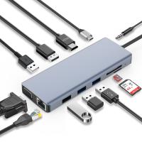 China Grey Connector Color USB 3.0 Inthernet RJ45 HDMI 4K 12 In 1 Usb C Hub for sale
