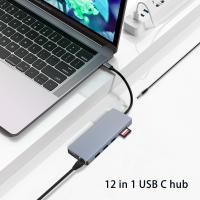 China Grey Connector Color USB 3.0 Inthernet RJ45 HDMI 4K 12 In 1 Usb C Hub for sale