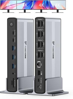 China 20-in-1 DisplayLink USB C Docking Station Quad 4K@60Hz Monitor Dock 150W Power Charging Gigabit Ethernet Multiport Hub for Windows Mac Laptop for sale