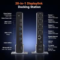 China 20-in-1 DisplayLink USB C Docking Station Quad 4K@60Hz Monitor Dock 150W Power Charging Gigabit Ethernet Multiport Hub for Windows Mac Laptop for sale