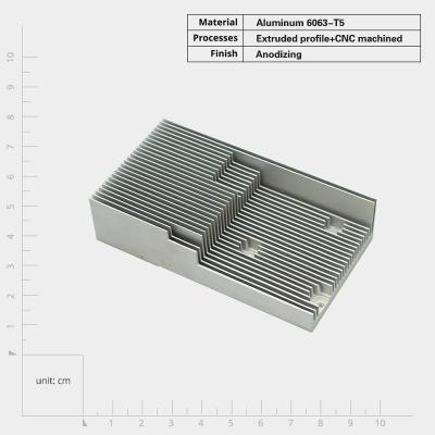 China Industial Extrusion Metal Heatsink with Customizable Width and Drilling Tapping Anodizing for sale