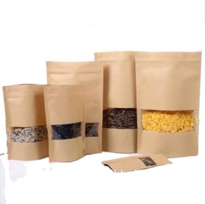 China Silvery Snack Packing Window Kraft Stand Up Zipper Pouch for Dried Fruit Packaging for sale