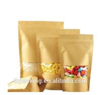 China Silvery Snack Packing Window Kraft Stand Up Zipper Pouch for Dried Fruit Packaging for sale