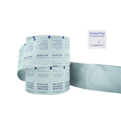 China Flexographic Printing 73 83 125GSM Aluminum Foil Film Rolls for Alcohol Pad Packaging for sale