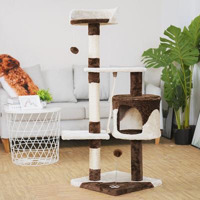 China 112cm Sisal Short Plush Climbing Cat Tree Tower for sale