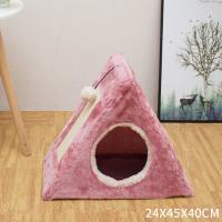 China Linen Portable 42cm Short Plush Cat House Indoor for sale