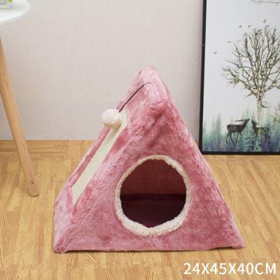 China Linen Portable 42cm Short Plush Cat House Indoor for sale