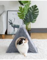 China Linen Portable 42cm Short Plush Cat House Indoor for sale