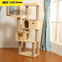 China Soft Plush Detachable MDF Wooden Cat Tree for sale