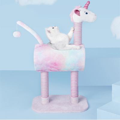 China Cute Unicorn Pink Sisal Cat Scratching Post for sale
