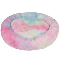 China Rainbow Plush Round 50*10cm Plush Pet Beds Unique Design for sale