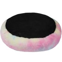 China Rainbow Plush Round 50*10cm Plush Pet Beds Unique Design for sale