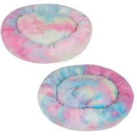 China Rainbow Plush Round 50*10cm Plush Pet Beds Unique Design for sale
