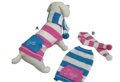 China Knitted 41cm Cotton Stripe Dog Sweater for sale