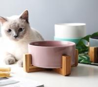 China 15.5*7cm Ceramics Bamboo Shelf Pet Food Dispenser for sale