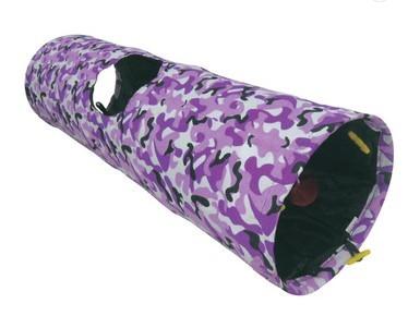 China Collapsible Peephole Purple Polyester Long Cat Tunnel for sale
