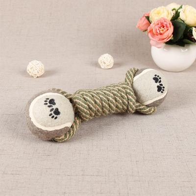 China Tennis Balls Nylon Rope Dumbbell Dog Toy for sale