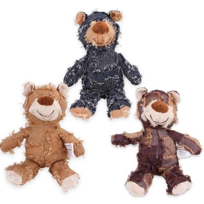 China 25cm Squeaky Stuffed Pet Plush Toy Bear Dog Chew Toys for sale