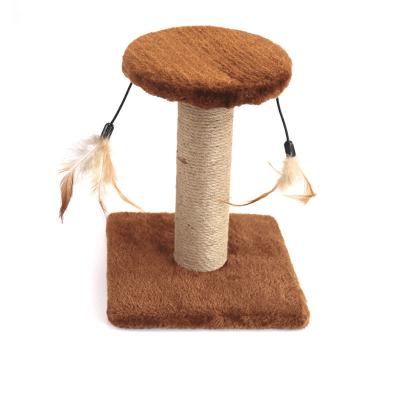 China 20x18x16cm Cat Scratch Post Toys With Feather For Cat Interactive Play for sale