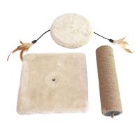 China 20x18x16cm Cat Scratch Post Toys With Feather For Cat Interactive Play for sale