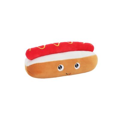 China Food Pet Dog Chew Toy Cotton Rope Squeaky Dog Toy Set Hamburger Chips Hot Dog for sale