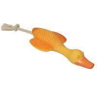 China Wild Goose Fun Chewing Interaction Squeaker Training Latex Pet Rope Toys for sale