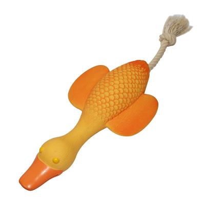 China Wild Goose Fun Chewing Interaction Squeaker Training Latex Pet Rope Toys for sale
