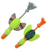 China Wild Goose Fun Chewing Interaction Squeaker Training Latex Pet Rope Toys for sale