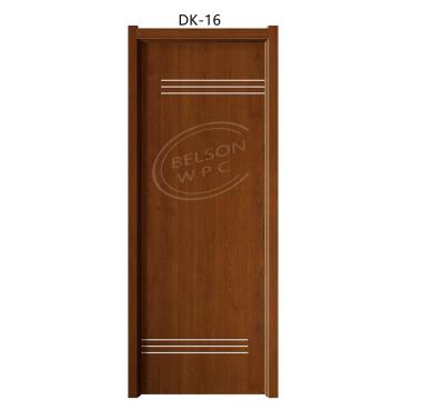 China BES DK-16 WPC wood pvc composite pure and full wpc door  Contracted style interior wpc/PVC door with stripe inlay for sale