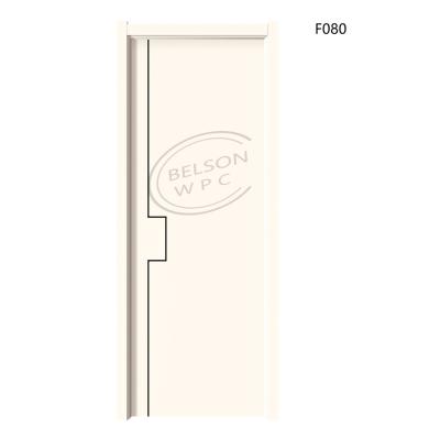 China BES F080 new interior waterproof full wpc doors simple style  interior wpc/PVC door stripe inlay design door low price. for sale