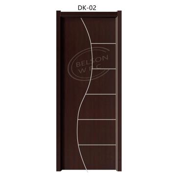 China BES DK-02 new arrival WPC wood pvc composite pure and full wpc doors with stripe inlay design low price. for sale