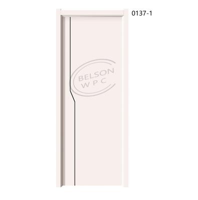 China BES 0137-1 Pure and Full wpc (wood pvc composite) wpc hollow door Waterproof Bedroom WPC Door with lines inlaying for sale