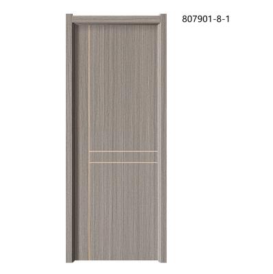 China BES 807901-8-1 WPC door factory wholesale price with waterproof and fire resistant B1 stripe inlay design door for sale