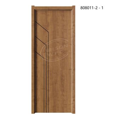 China BES 808011-2-1 simple design wpc water-proof anti-corrsion interior bathroom toilet WPC door stripe inlay design door for sale