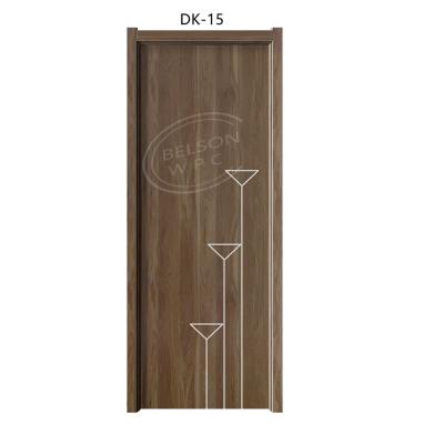 China BES DK-15 simple design wpc water-proof anti-corrsion interior bathroom toilet WPC door stripe inlay design door for sale