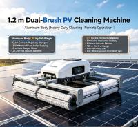 China 1.2m Dual-Brush Solar Panel Cleaning Machine – Aluminum PV Cleaning Robot, 30kg Lightweight, Brushless Copper Motor & 150m Wireless Remote for sale