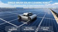 China All-Aluminum Solar Panel Cleaning Robot – 1.2m Single Brush, Brushless Motor, 2×24V Lithium Battery, 150m Remote Control for sale
