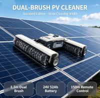 China Dual-Brush Solar Panel Cleaning Machine – 1.2m Wide Brush, 24V 52Ah Lithium Battery & 150m Remote Control for Solar Farm for sale