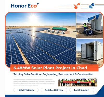 China Honor Eco 6.48MW Utility‑Scale Solar Power Plant Project in Chad, Off‑Grid Solar PV System with Battery Energy Storage Container Solution for sale