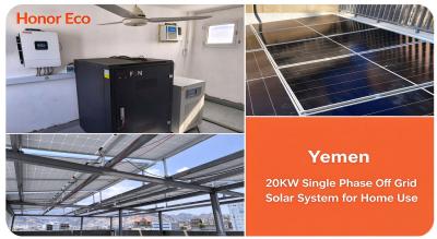 China Honor Eco 20KW Single Phase Off Grid Solar Power System, Complete Rooftop Home Solar Kit with Lithium Battery for Yemen Residential Use for sale