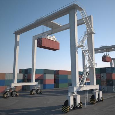 China Double Girder Rubber Tired Gantry Crane 20t~50t With Span 5~10m For Lifting Containers At Port for sale