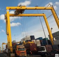 China Double Girder Rubber Tired Gantry Crane 20t~50t  Span 5~10m Container Lifting Crane for sale
