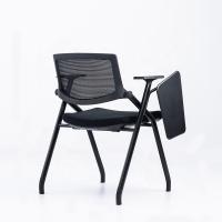 China Stainless Steel Stackable Conference Chair With Fabric Padding And Writing Tablet for sale