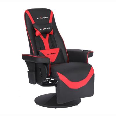 China Ergonomic PU Leather Reclining Single Gaming Sofa Chair with Footrest and Cup Holder for sale