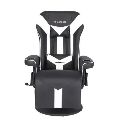 China Office Home Gaming Chair With Cup Holder And Footrest In White Racing Style for sale