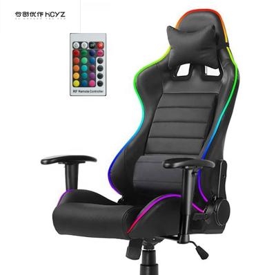 China LED Light Swivel Gaming Chair With Backrest Adjustable 90-180 And Massage Function for sale
