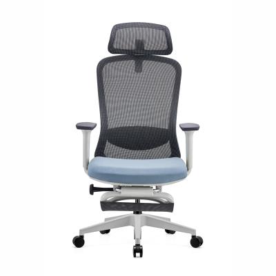 China High End BIFMA Standard Swivel White Fabric Manager Chair Mesh Executive Ergonomic Office Chairs 4D Adjustable Arm Comfortable for sale